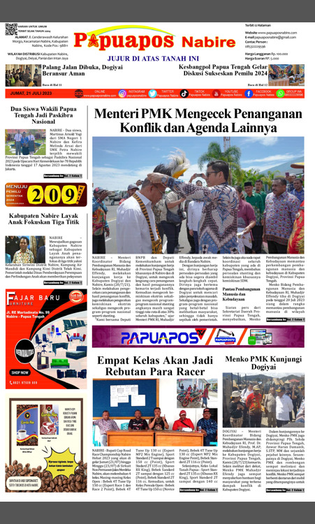 Edisi 21 Juli 2023 Papuaposnabire Baca Biar Ko Tau