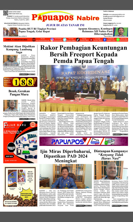 Edisi 11 Agustus 2023 | Papuaposnabire - Baca! Biar Ko Tau