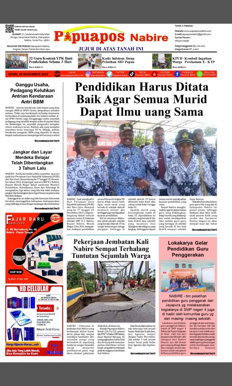 Edisi 28 November 2022 Jpg Papuaposnabire Baca Biar Ko Tau